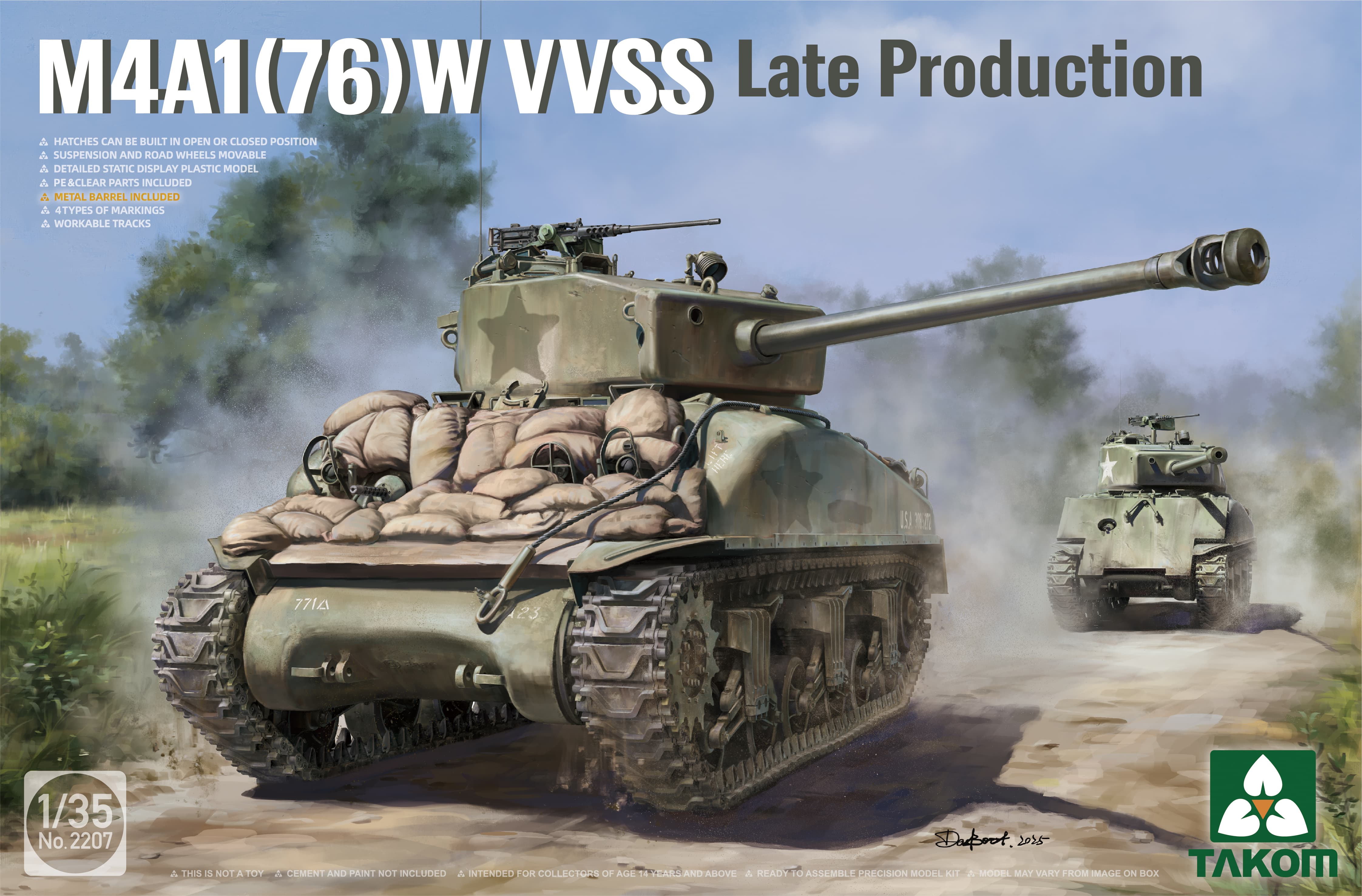 TAKOM 2207 1/35 M4A1 76(W) Tank Model Kit - Late Production – ModelHives